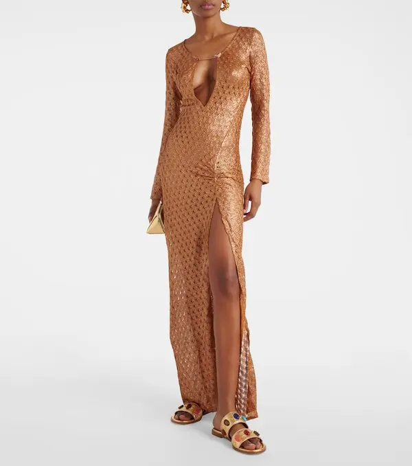 GIANVITO ROSSI Shanti Embellished Leather Sandals - Gold