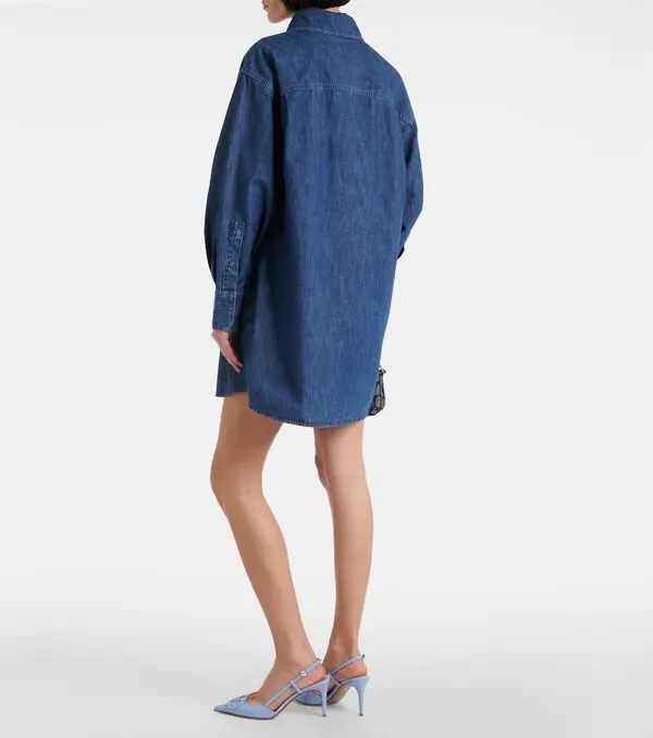 Valentino Garavani Vgold Chambray Denim Shirt Dress - Blue