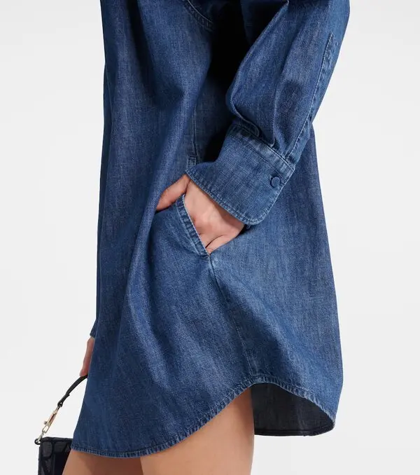 Valentino Garavani Vgold Chambray Denim Shirt Dress - Blue