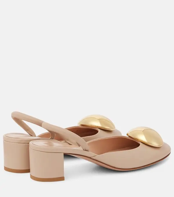 GIANVITO ROSSI Sphera 45 Leather Slingback Pumps - Beige