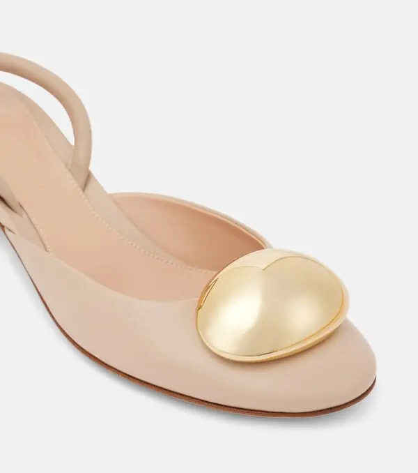 GIANVITO ROSSI Sphera 45 Leather Slingback Pumps - Beige