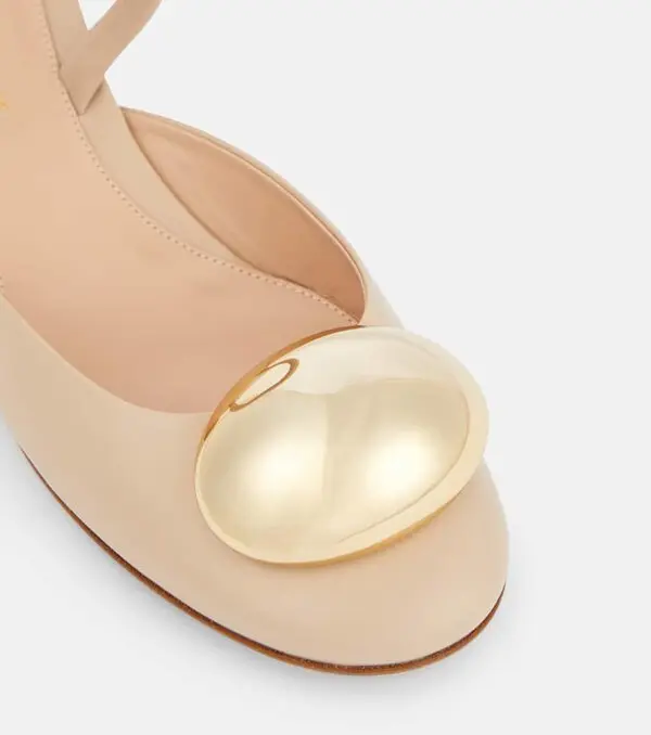 GIANVITO ROSSI Sphera 45 Leather Slingback Pumps - Beige