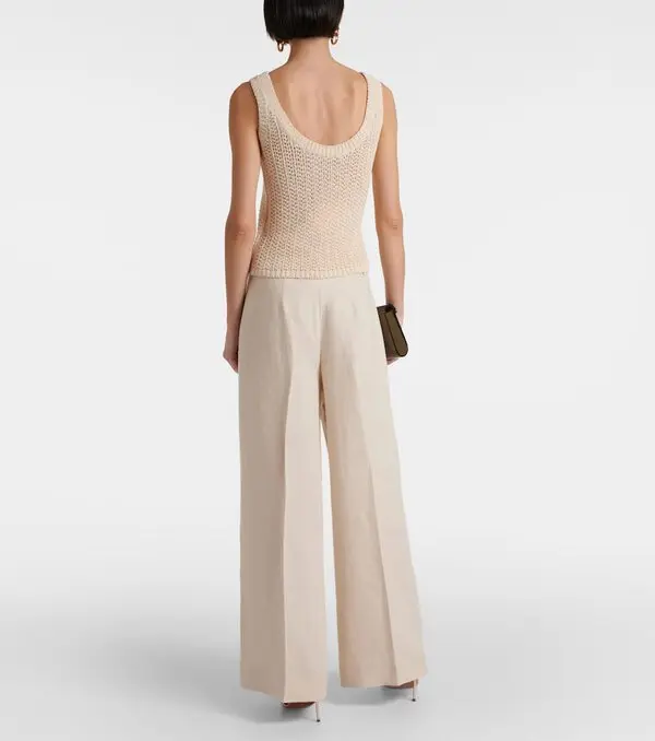 Max Mara Arrigo Knit Cotton-blend Tank Top - Beige