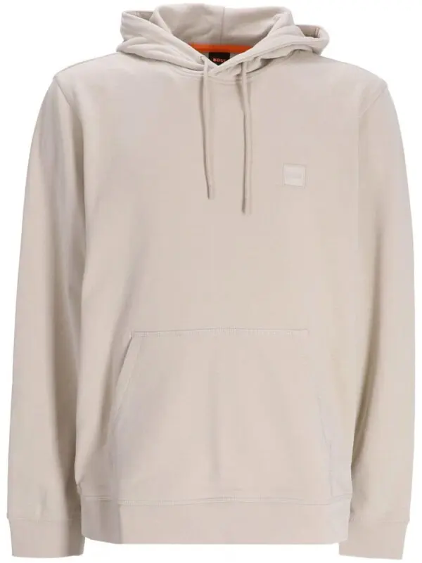BOSS Logo-appliqué Cotton Hoodie - Neutrals