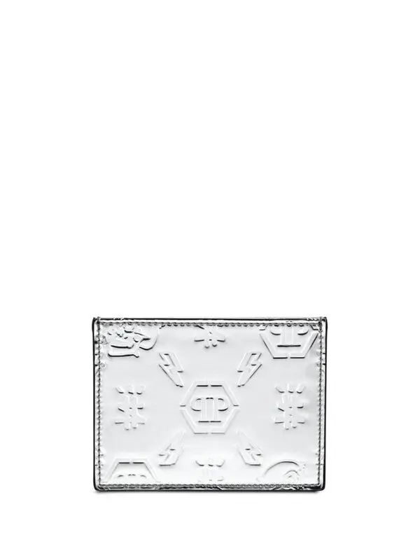 Philipp Plein Monogram-debossed Leather Cardholder - Silver