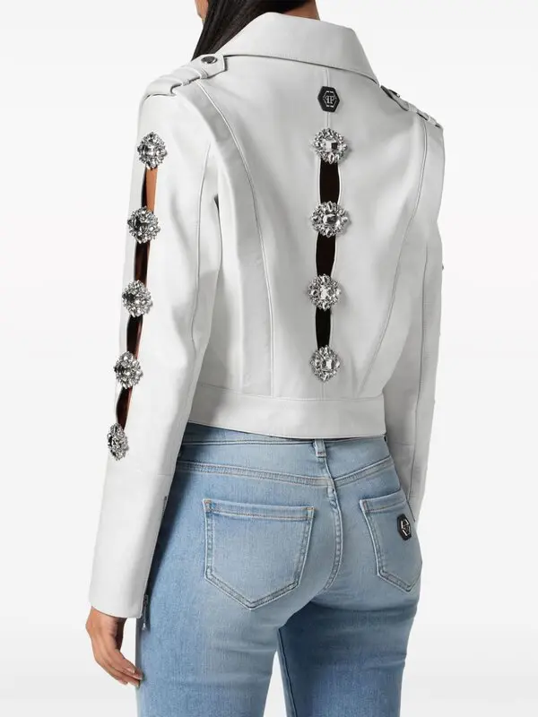 Philipp Plein Crystal-embellished Biker Jacket