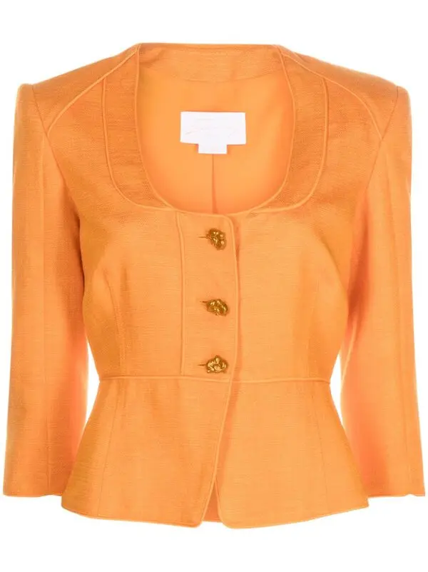 GENNY U-neck Twill Blazer - Orange