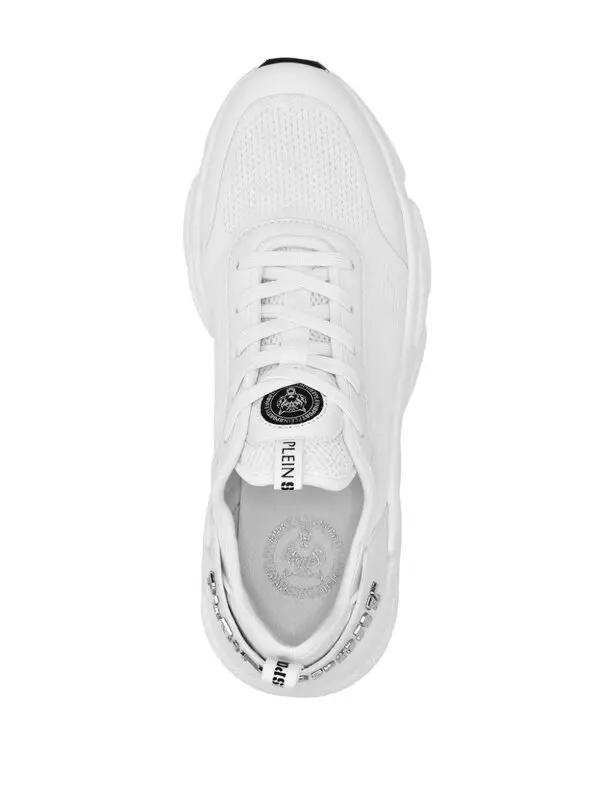 PLEIN SPORT Logo-lettering Mesh Sneakers - White