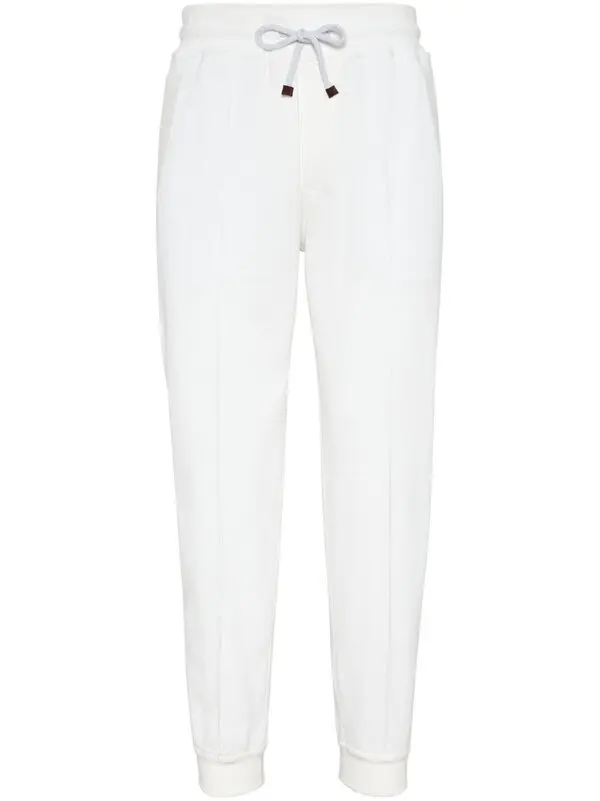 Brunello Cucinelli Tapered Cotton Track Pants - White