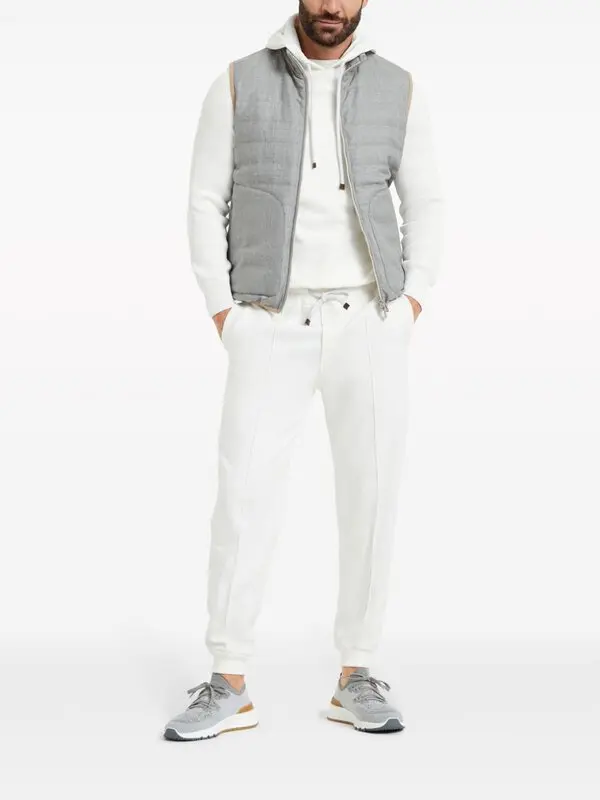 Brunello Cucinelli Tapered Cotton Track Pants - White