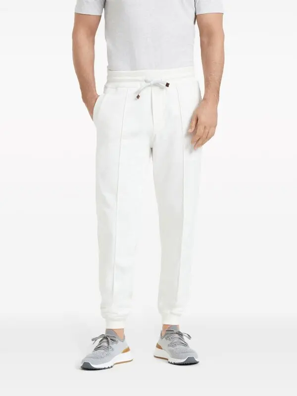 Brunello Cucinelli Tapered Cotton Track Pants - White