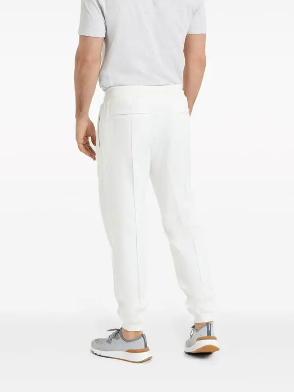Brunello Cucinelli Tapered Cotton Track Pants - White