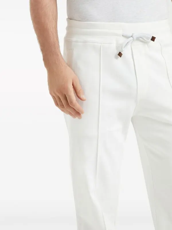 Brunello Cucinelli Tapered Cotton Track Pants - White