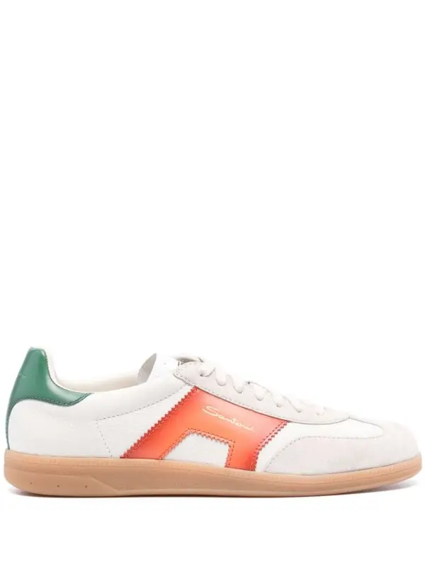 Santoni Colourblock Panelled Sneakers - White