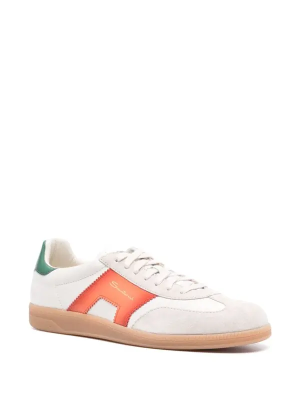 Santoni Colourblock Panelled Sneakers - White