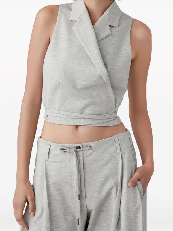 Brunello Cucinelli Sleeveless Wrap Blouse