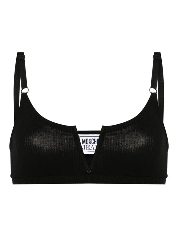 Moschino V-ring Fine-ribbed Bra - Black