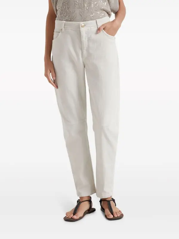 Brunello Cucinelli Mid-rise Tapered-leg Jeans - Neutrals