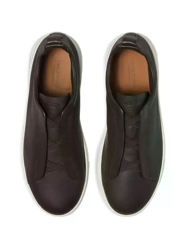 Zegna Triple Stitch Secondskin Sneakers - Brown