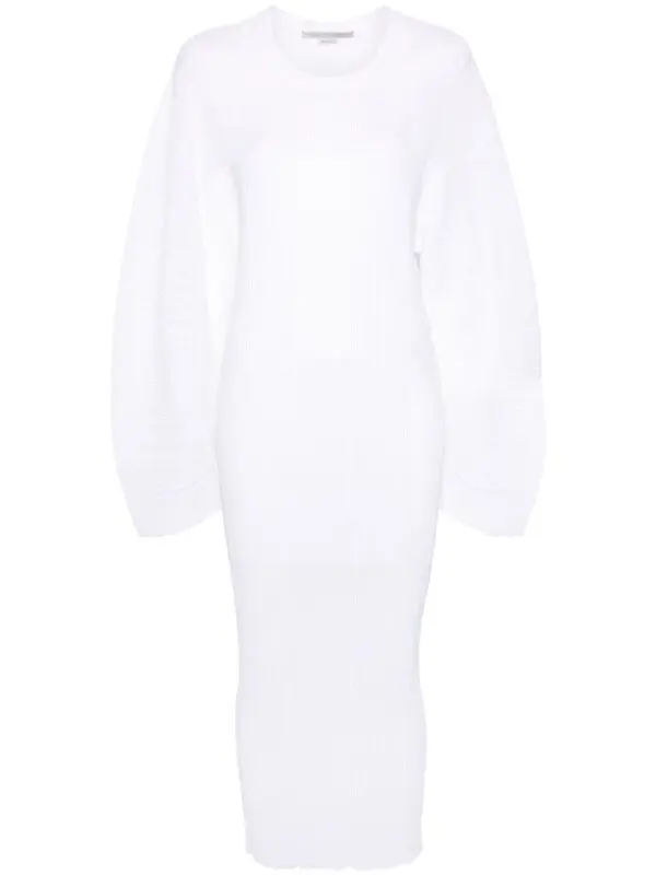 Stella McCartney Plissé Fine-knit Midi Dress - White