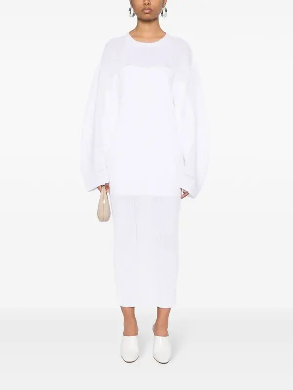 Stella McCartney Plissé Fine-knit Midi Dress - White