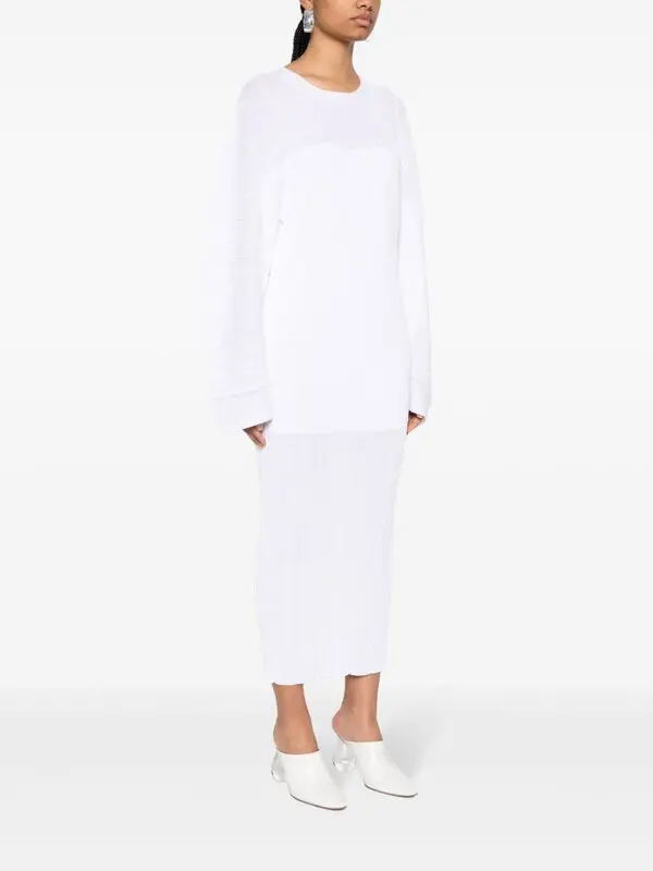 Stella McCartney Plissé Fine-knit Midi Dress - White