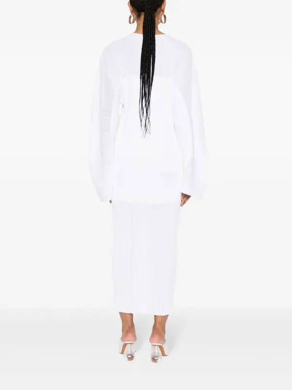 Stella McCartney Plissé Fine-knit Midi Dress - White