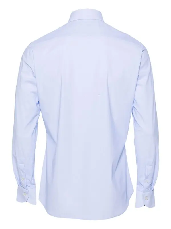 TINTORIA MATTEI 954 Mini-check Spread-collar Shirt - Blue