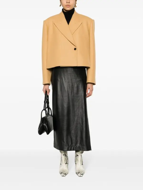 Khaite Melton Twill Double-breasted Jacket - Neutrals