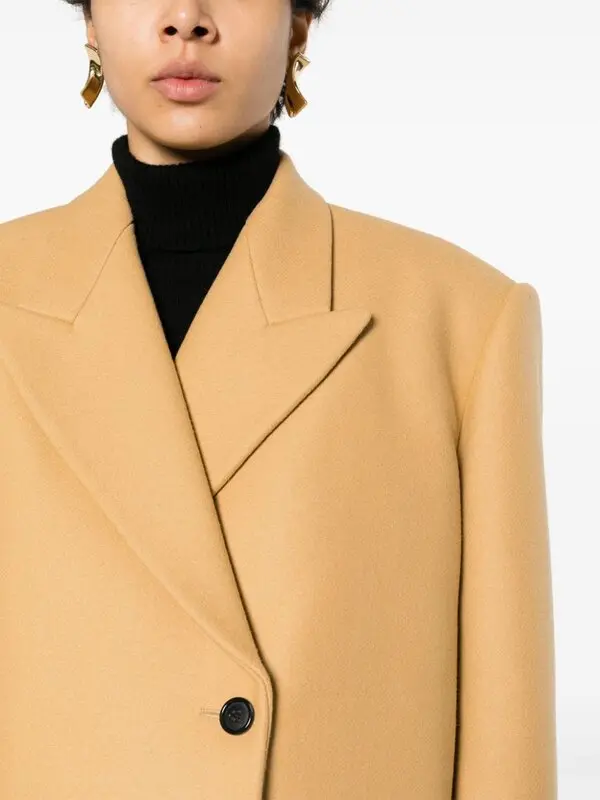 Khaite Melton Twill Double-breasted Jacket - Neutrals