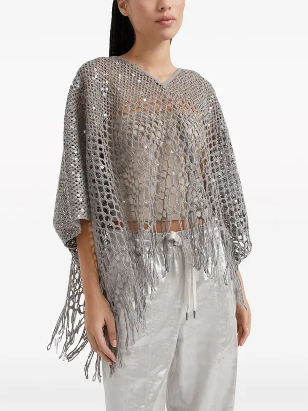Brunello Cucinelli Sequin-embellished Open-knit Sweater