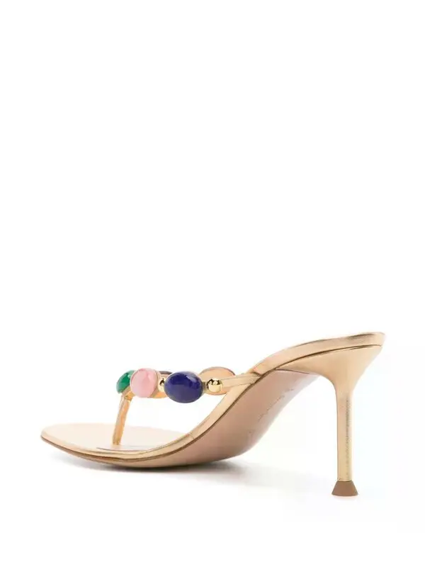 GIANVITO ROSSI Shanti Thong Leather Sandals - Gold
