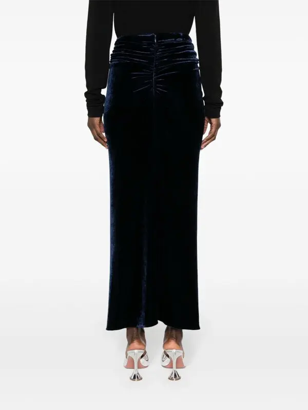 Rabanne Crystal-brooch Velvet Midi Skirt