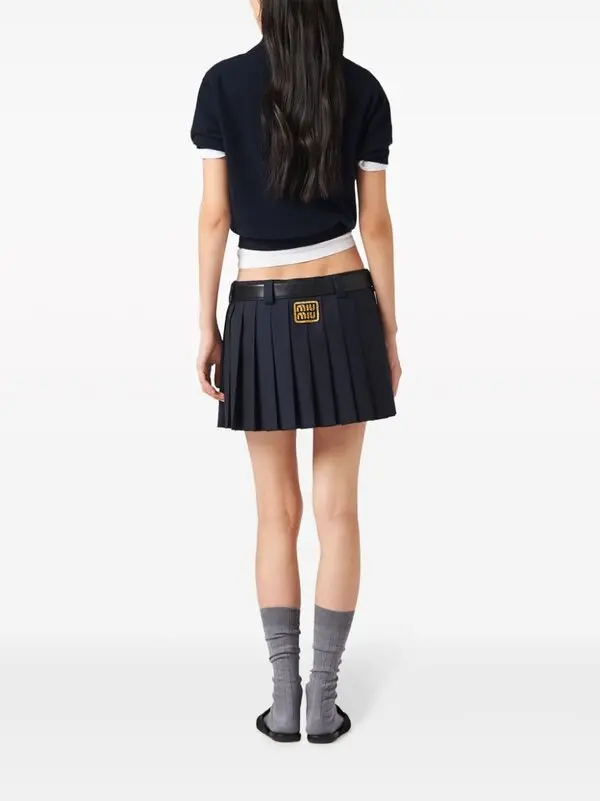 Miu Miu Pleated Wool Miniskirt - Blue