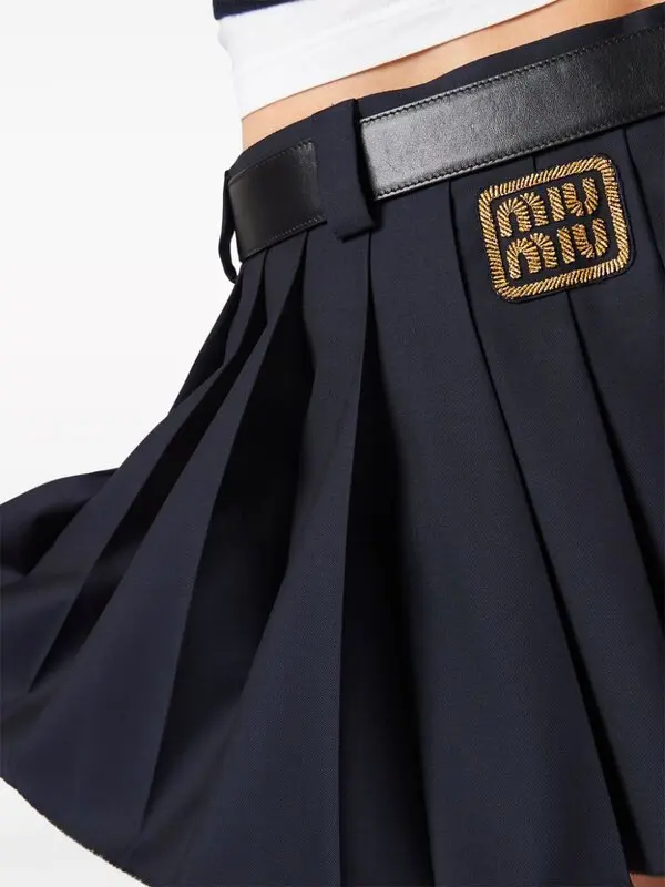 Miu Miu Pleated Wool Miniskirt - Blue