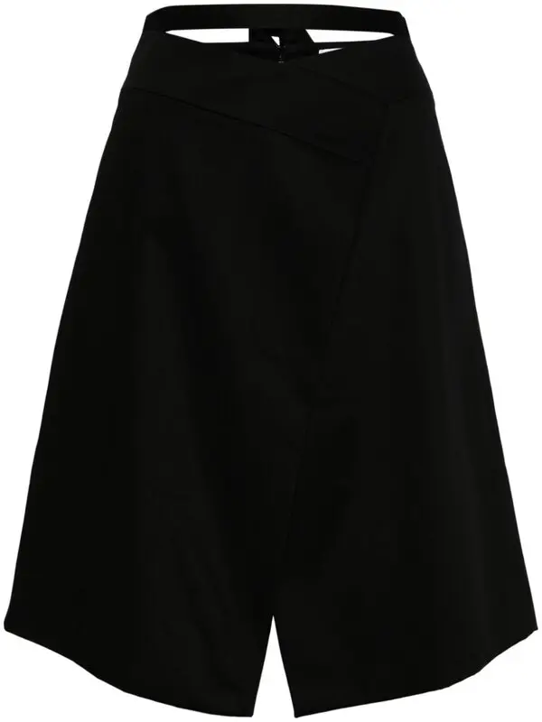 PATOU Wraparound Gabardine Midi Skirt - Black