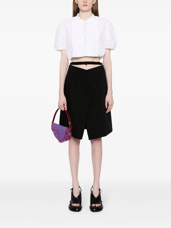 PATOU Wraparound Gabardine Midi Skirt - Black