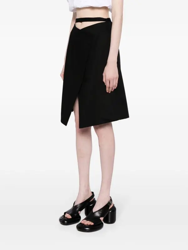 PATOU Wraparound Gabardine Midi Skirt - Black