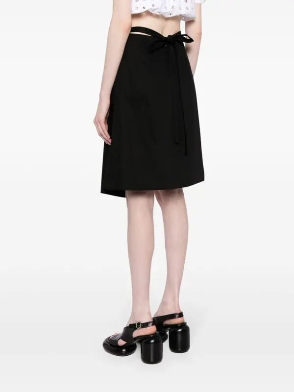 PATOU Wraparound Gabardine Midi Skirt - Black