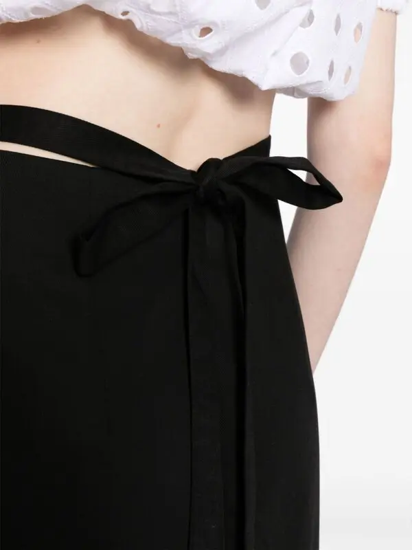 PATOU Wraparound Gabardine Midi Skirt - Black