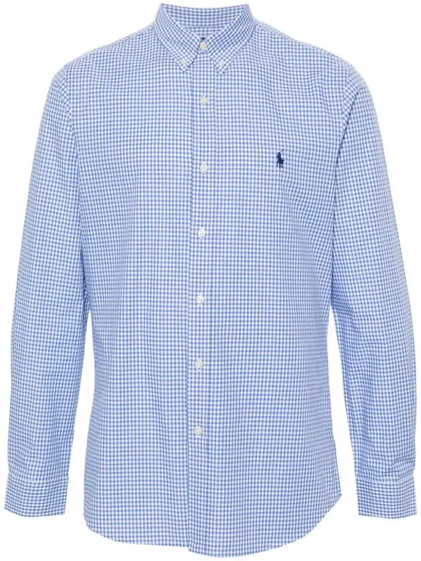 Polo Ralph Lauren Gingham-check Long-sleeve Shirt - Blue
