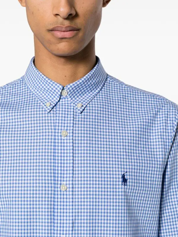 Polo Ralph Lauren Gingham-check Long-sleeve Shirt - Blue