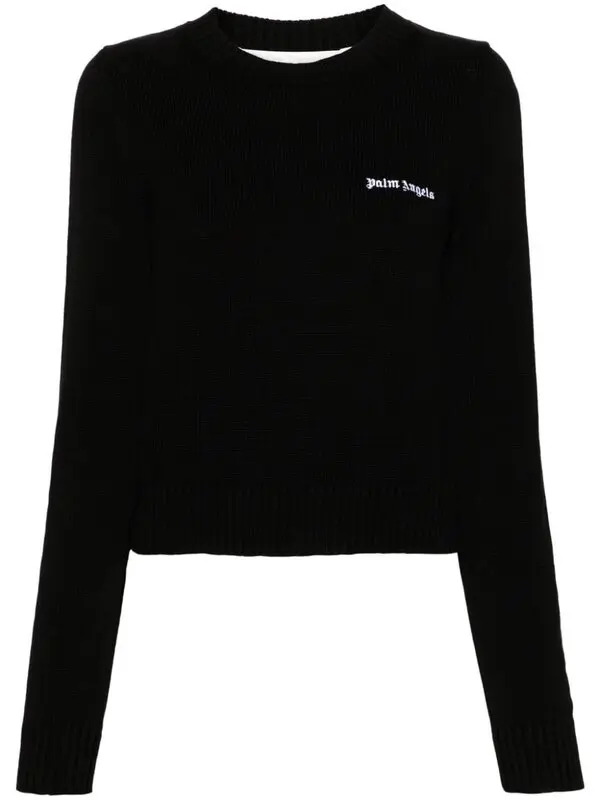 Palm Angels Logo-embroidered Cropped Jumper
