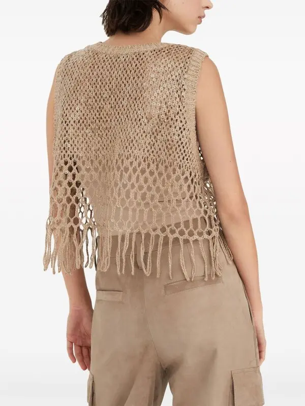 Brunello Cucinelli Sequin-embellished Open-knit Vest