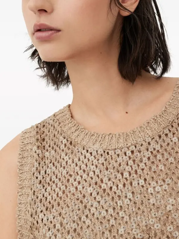Brunello Cucinelli Sequin-embellished Open-knit Vest