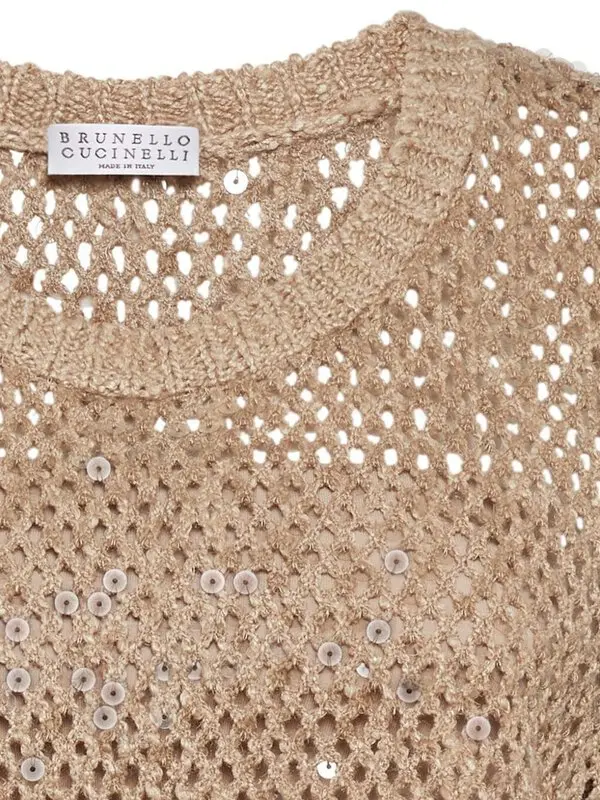 Brunello Cucinelli Sequin-embellished Open-knit Vest