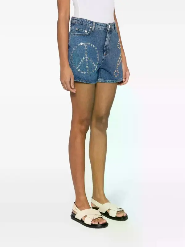 Moschino Logo-patch Stud-embellished Denim Shorts