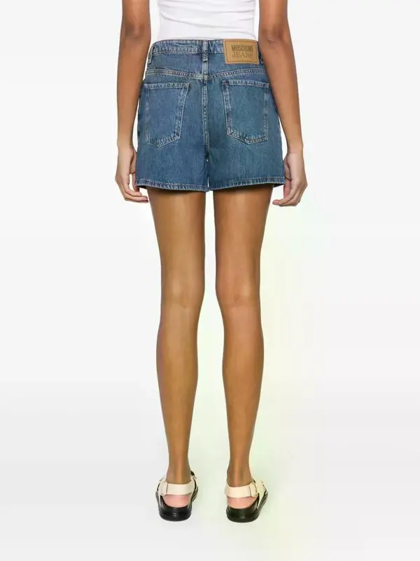 Moschino Logo-patch Stud-embellished Denim Shorts
