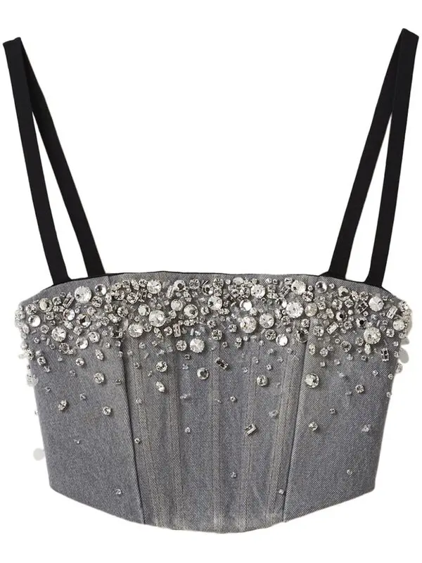 Miu Miu Crystal-embellished Denim Top