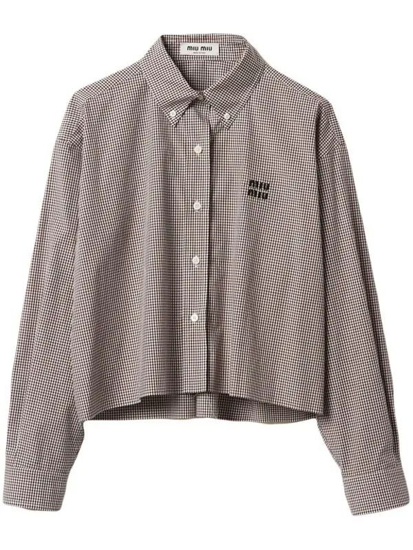 Miu Miu Gingham Cropped Shirt